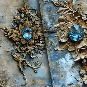 Dimensional Sapphire Collage Printable Junk Journal Half Papers ...