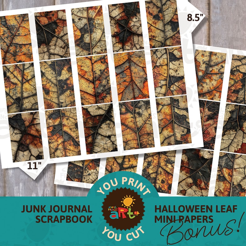 Halloween Decay Leaf Vein Printable Junk Journal Half Paper Ephemera ...