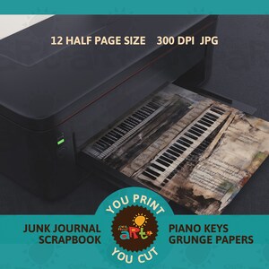 Rustic Piano Music Collage Printable Junk Journal Half Papers - Etsy
