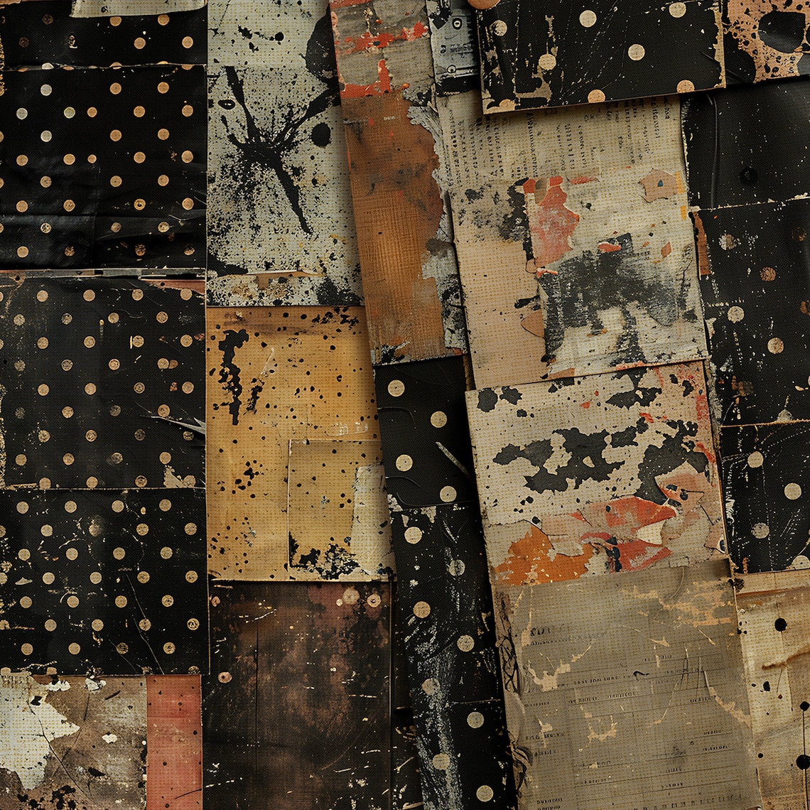 Black Scrap With Dots Collage Junk Journal Half Page Printable ...