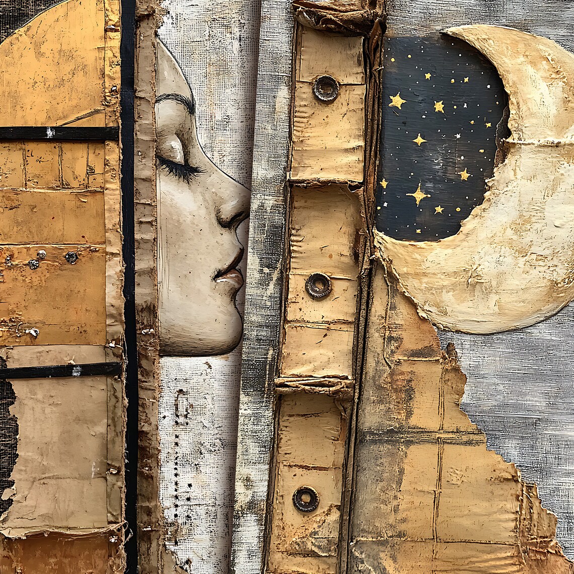 Moon and Stars Construct Rustic Printable Junk Journal Half Paper ...