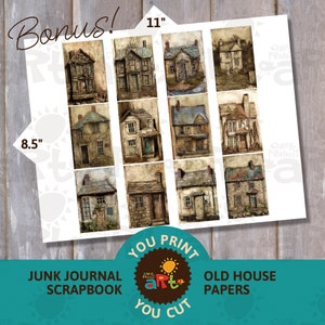 Old House Junk Journal Printable Half Papers, Journal Scrapbook Supply ...