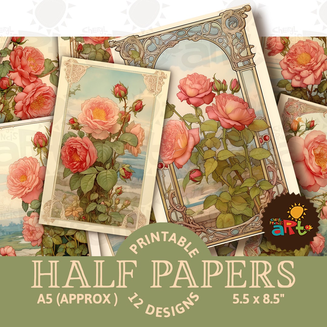 Illustrated Page Border Frame With Flowers Collage Printable Junk ...