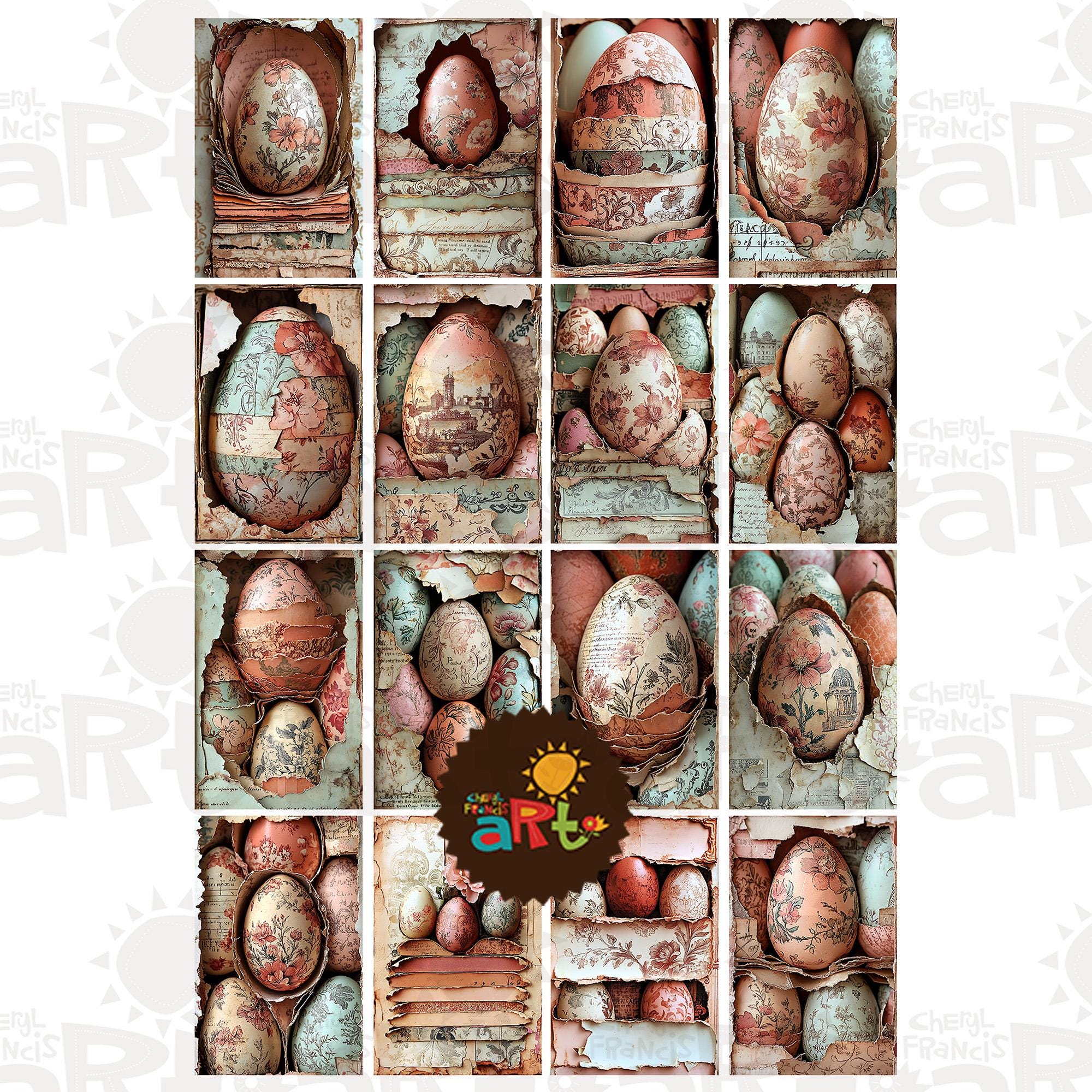 Pretty Patterned Easter Paper Egg Junk Journal Half Papers Printable ...