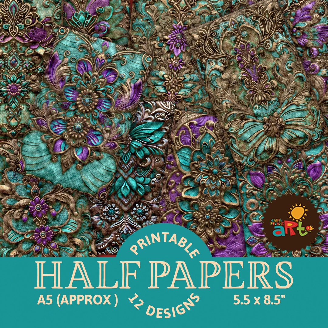 Ornate Victorian Floral Papers, Steampunk, Printable Junk Journal Half ...