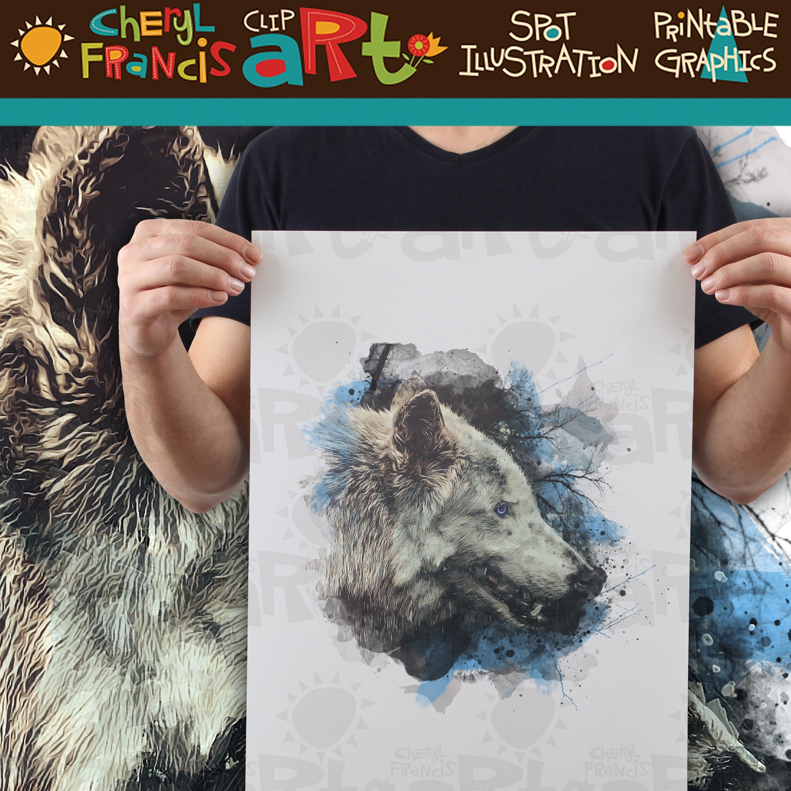 Painted Animals for Sublimation Wolf PNG - Etsy