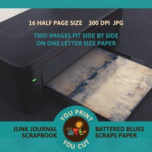 Battered Blues Scrap Collage Printable Junk Journal Half Paper ...