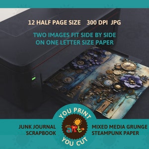 12 Mixed Media Steampunk Grunge Paper Collage Printable Junk Journal ...