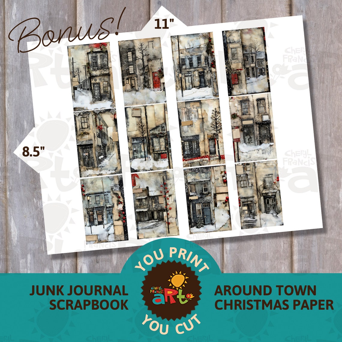 A Walk Around Small Town at Christmas Paper Collage Printable Junk ...