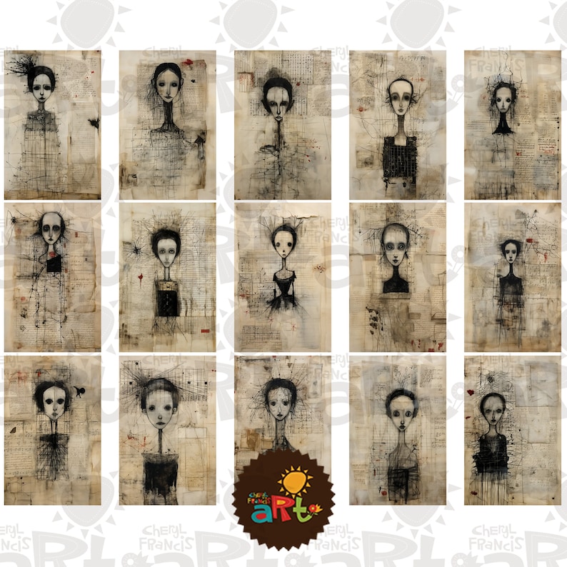 Inky Creep Paper Collage Printable Junk Journal Half Papers, Scrapbook ...