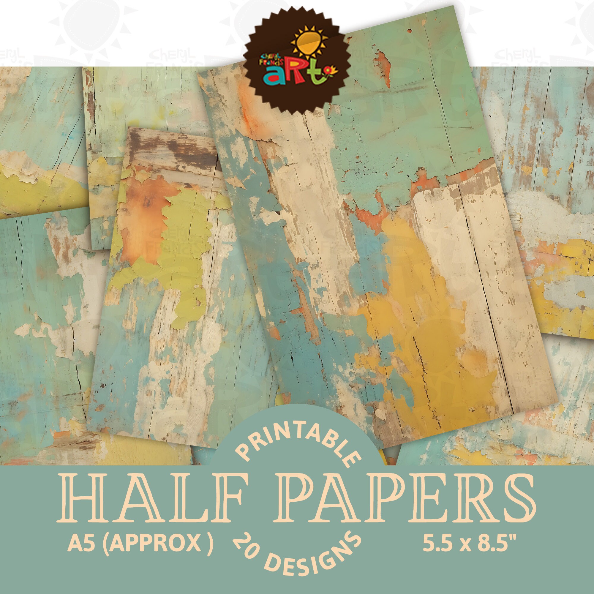 Aging Paint Vintage Spring Color Junk Journal Half Page Printable ...