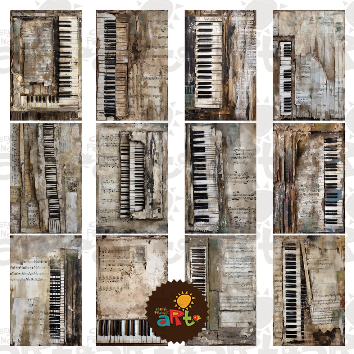 Rustic Piano Music Collage Printable Junk Journal Half Papers - Etsy