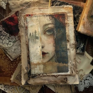 Partial Portrait Girl Peeking From Collage Printable Junk Journal Half ...