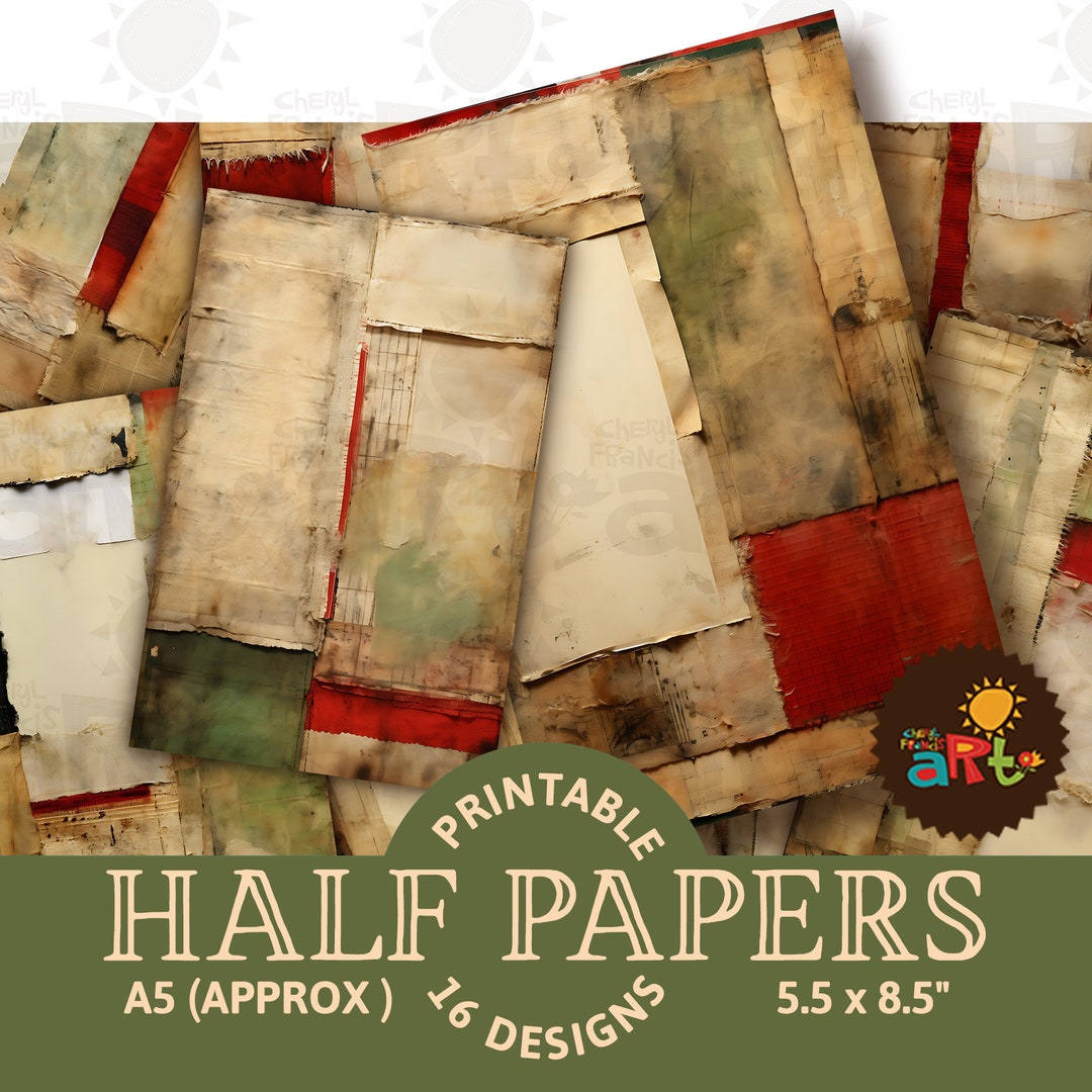 Scrap Collage Christmas Printable Junk Journal Half Papers With Writing ...