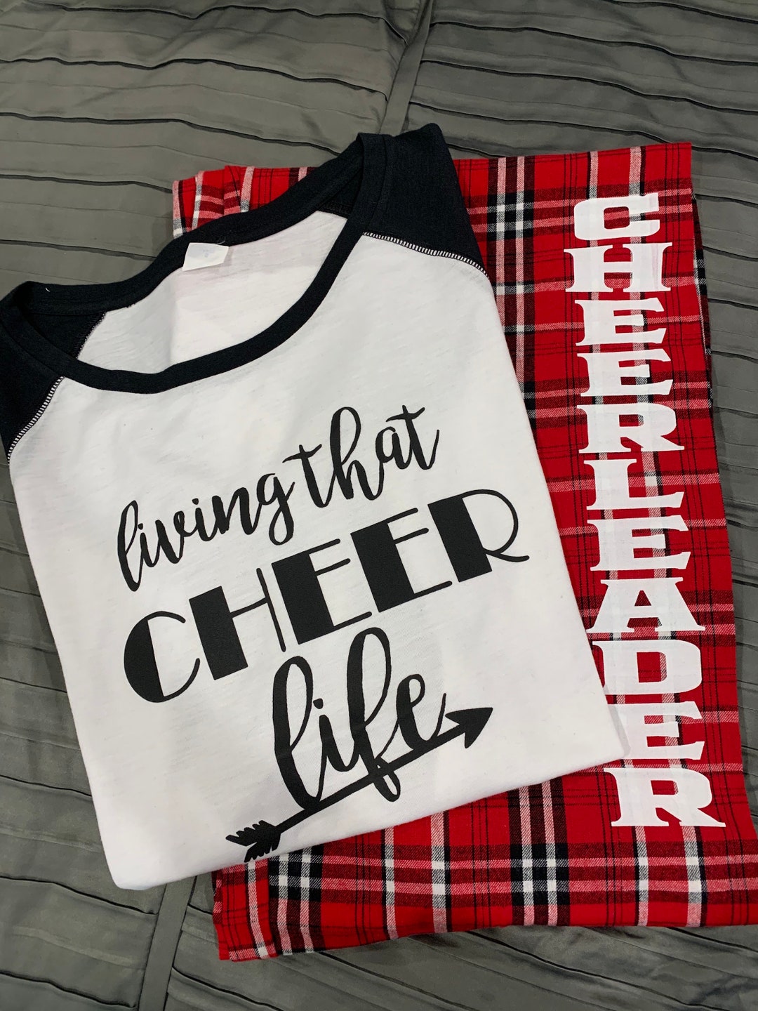 Plaid Flannel Cheerleader Lounge Pants Pajama Shirt/pants, Matching Top ...