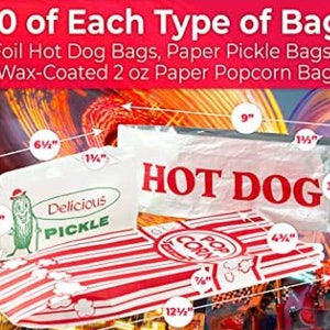 Vintage Party Food Paper Bags. Concession Style Hot Dog, Popcorn, and ...