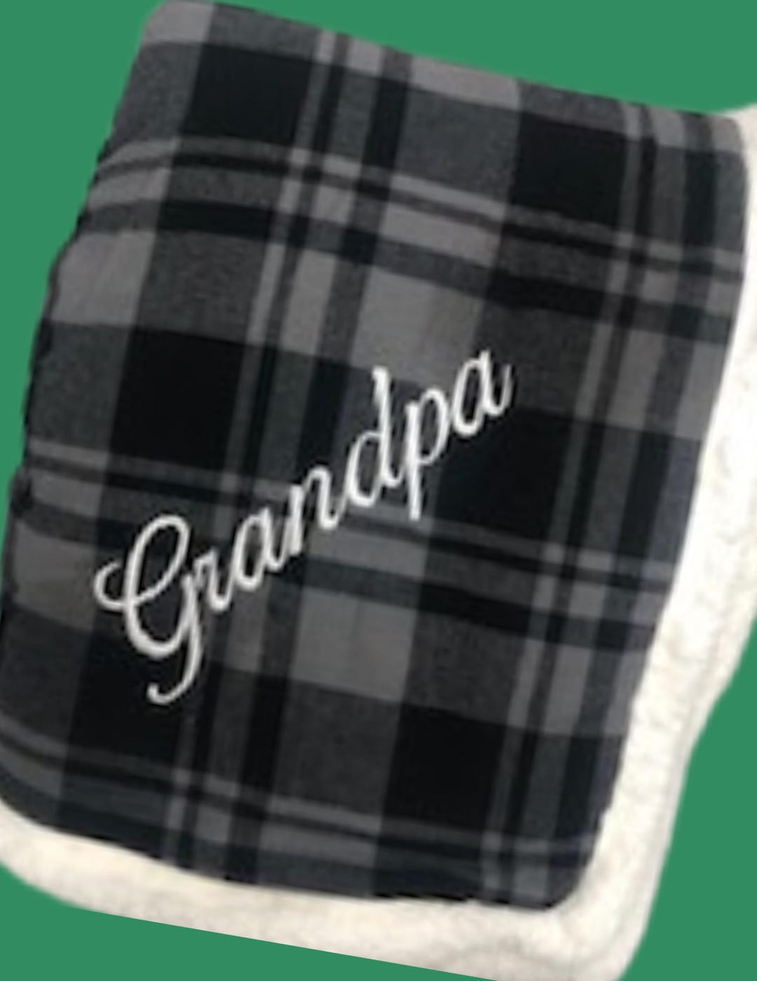 Sherpa Flannel Plaid Blanket Personalized Embroidery/ Monogrammed or ...