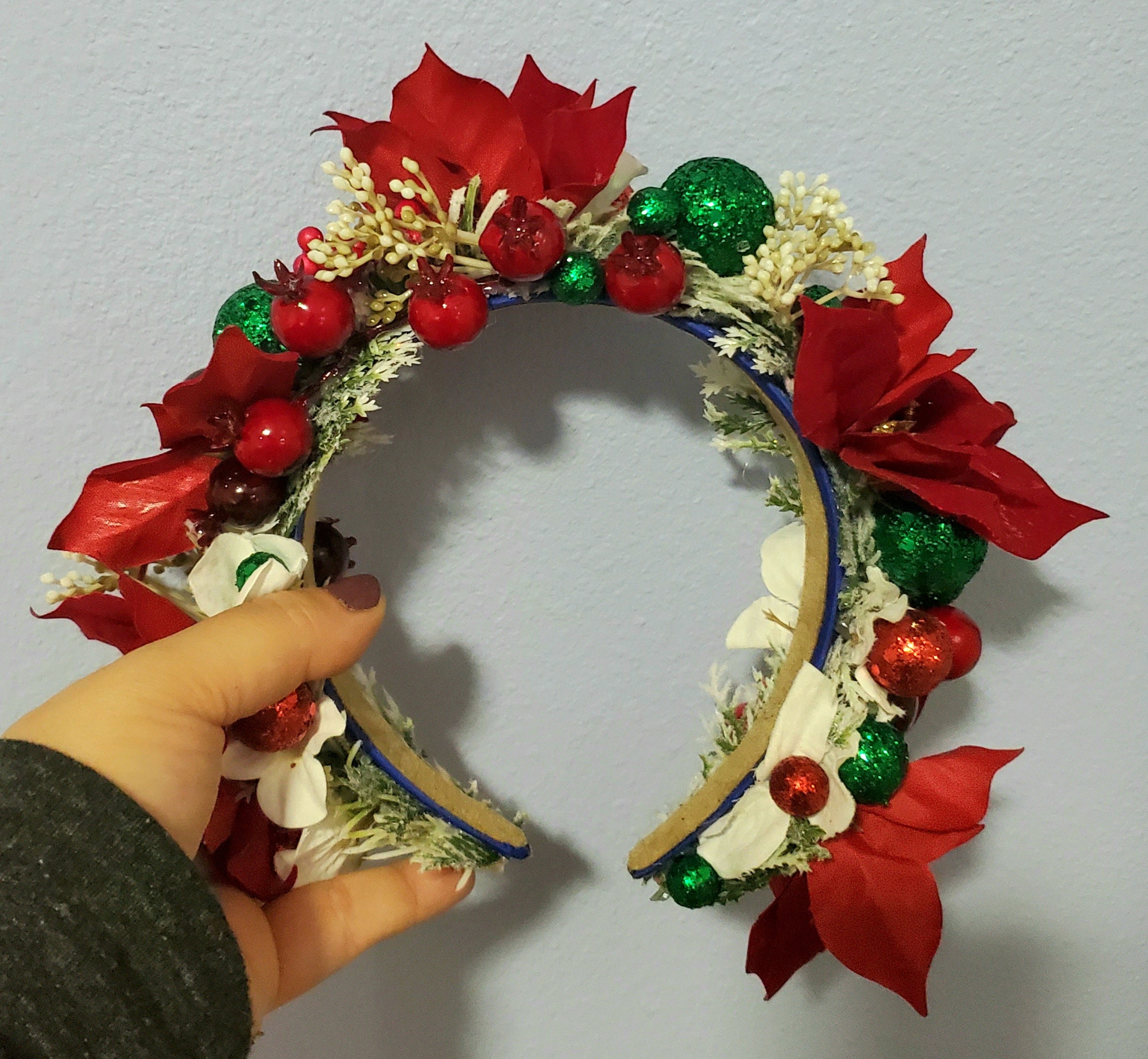 Christmas Holiday Crown With Ornaments, Pointsettia Headband ...