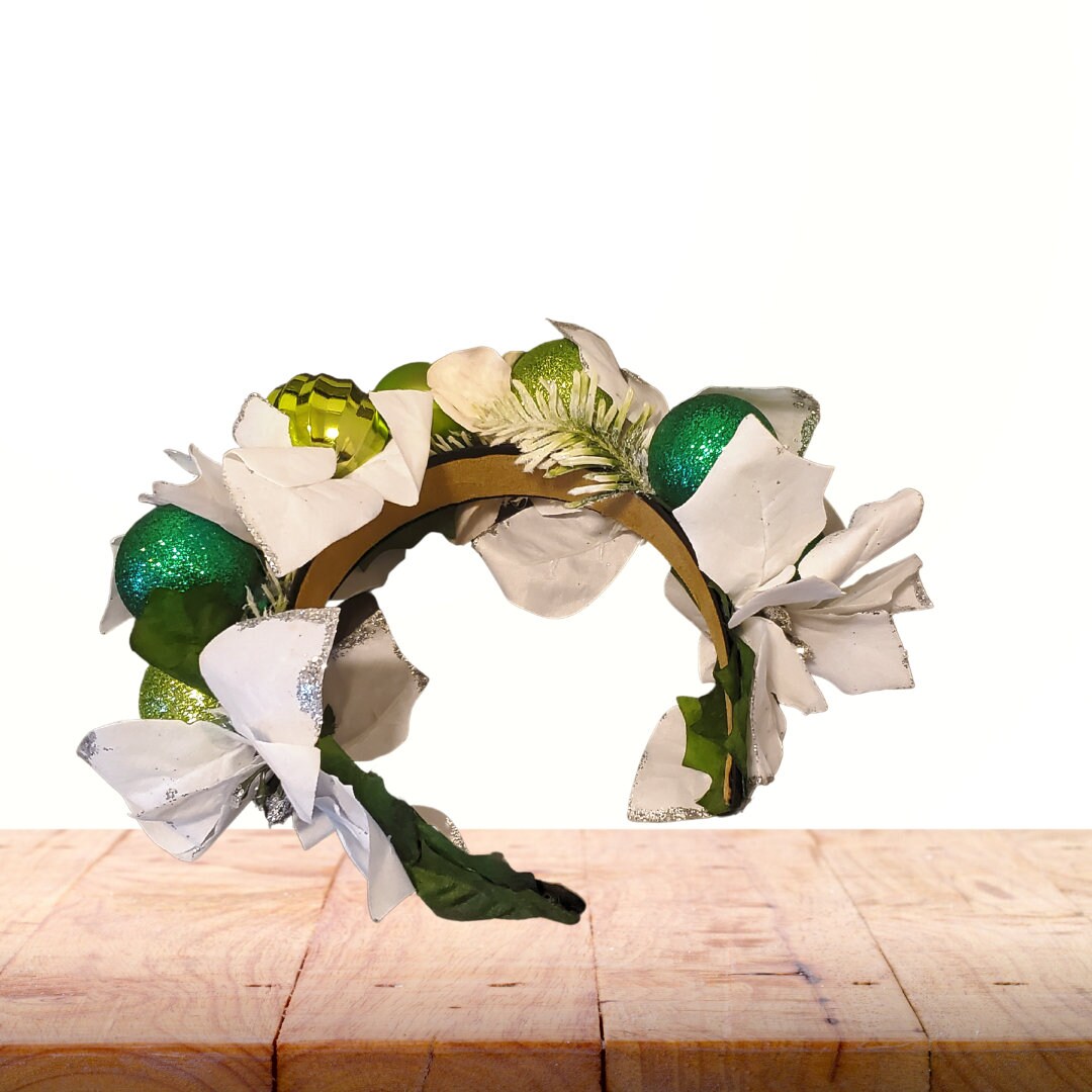 Christmas Holiday Crown With Ornaments, Pointsettia Headband ...