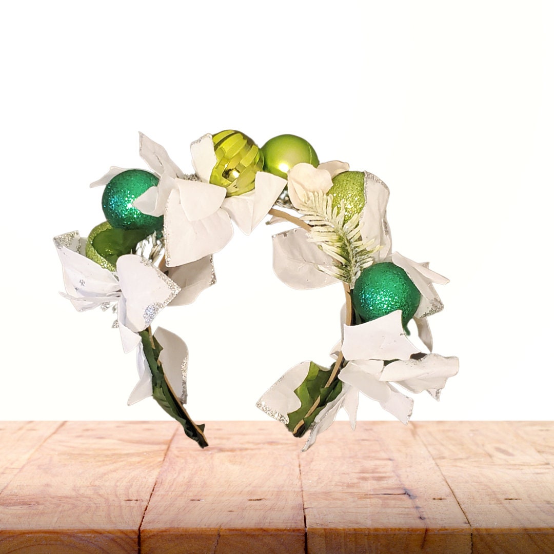 Christmas Holiday Crown With Ornaments, Pointsettia Headband ...