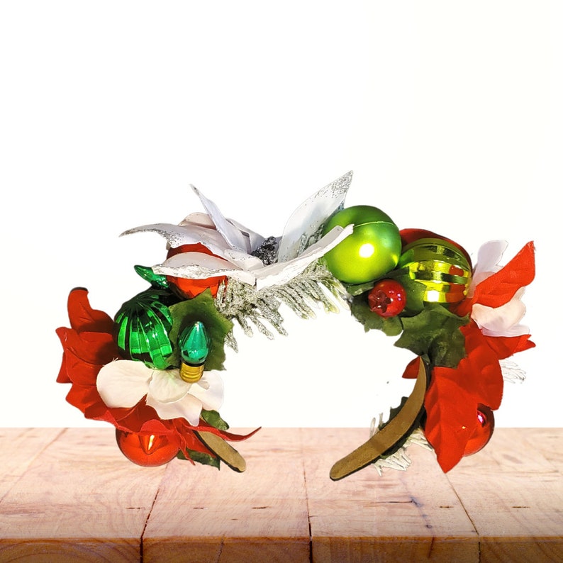 Christmas Holiday Crown With Ornaments, Pointsettia Headband ...