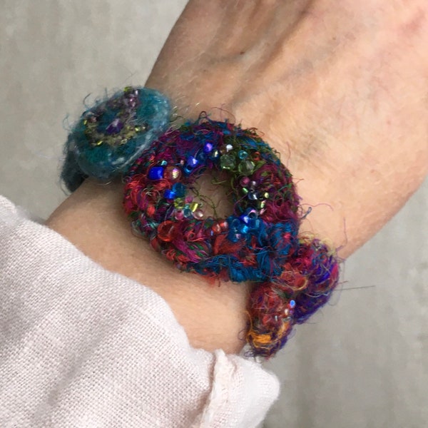 Fibre Art Bracelet - Etsy