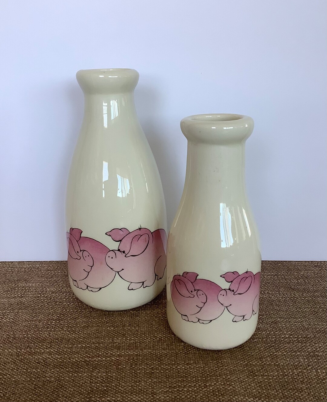 Vintage Milk Bottles, Pink Pigs Design, Farmhouse Decor, Milk Jugs - Etsy