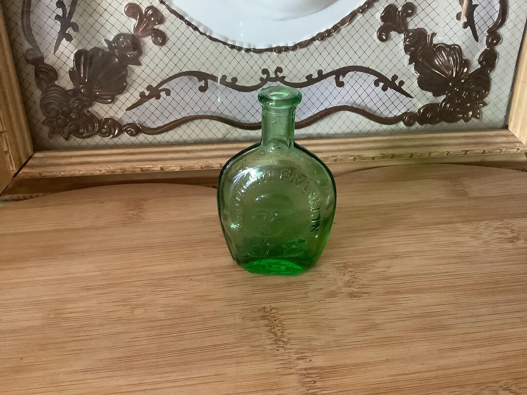Vintage Wheaton Glass Benjamin Franklin Miniature Green Bottle - Etsy