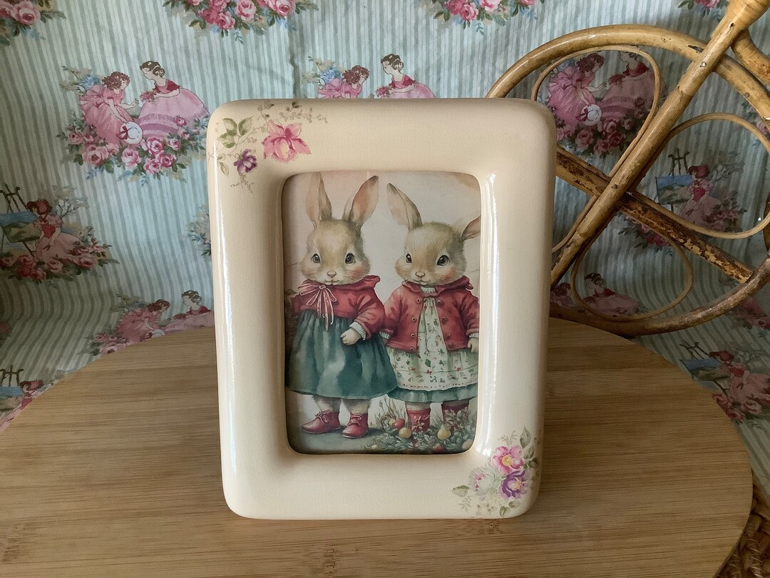 Vintage Terragrafics Ceramic Frame, Faux Crazed, Floral Frame, 1983 - Etsy