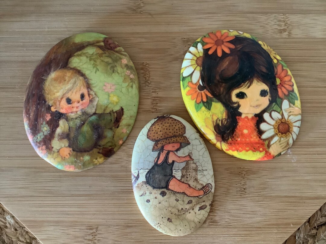 Retro Seventies Style Wall Plaques, Handmade Decoupage Oval Plaques - Etsy