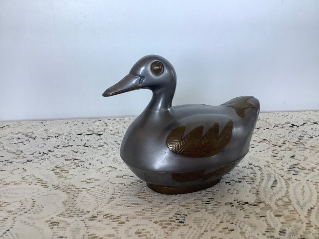 Vintage Pewter Duck Box, Weighted Pewter Box, Trinket Box - Etsy