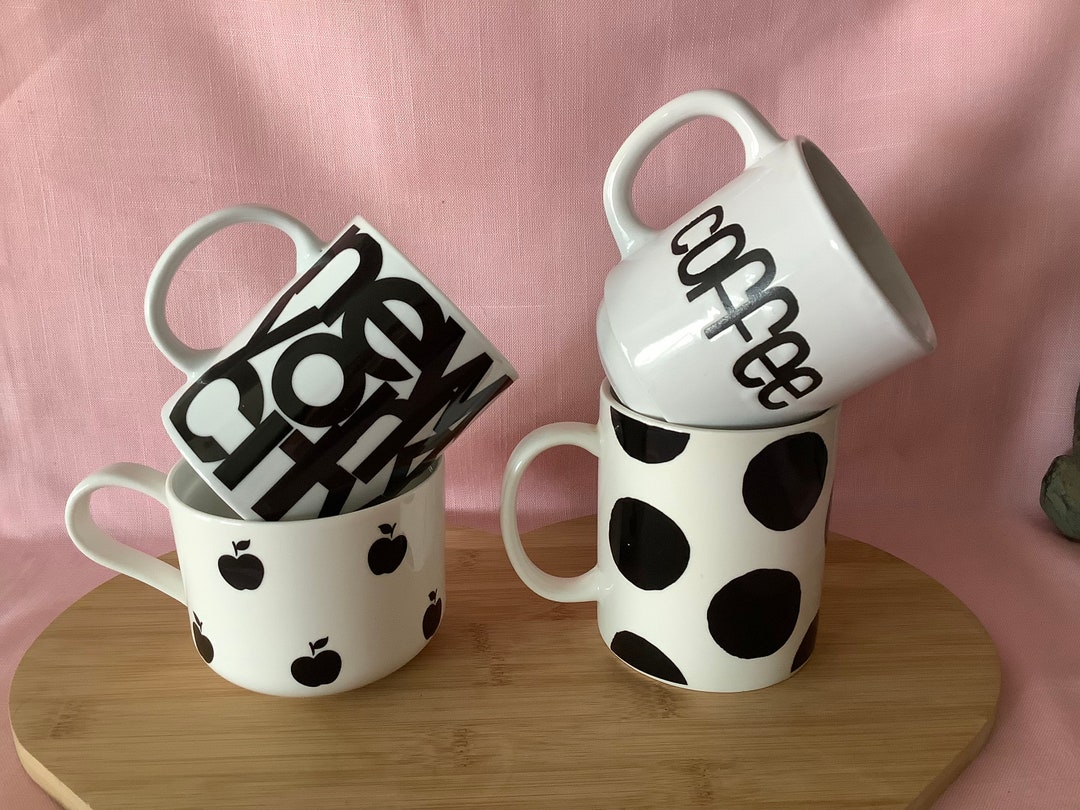 Black and White Coffee Mug Collection, Curated Mugs, Black & White ...