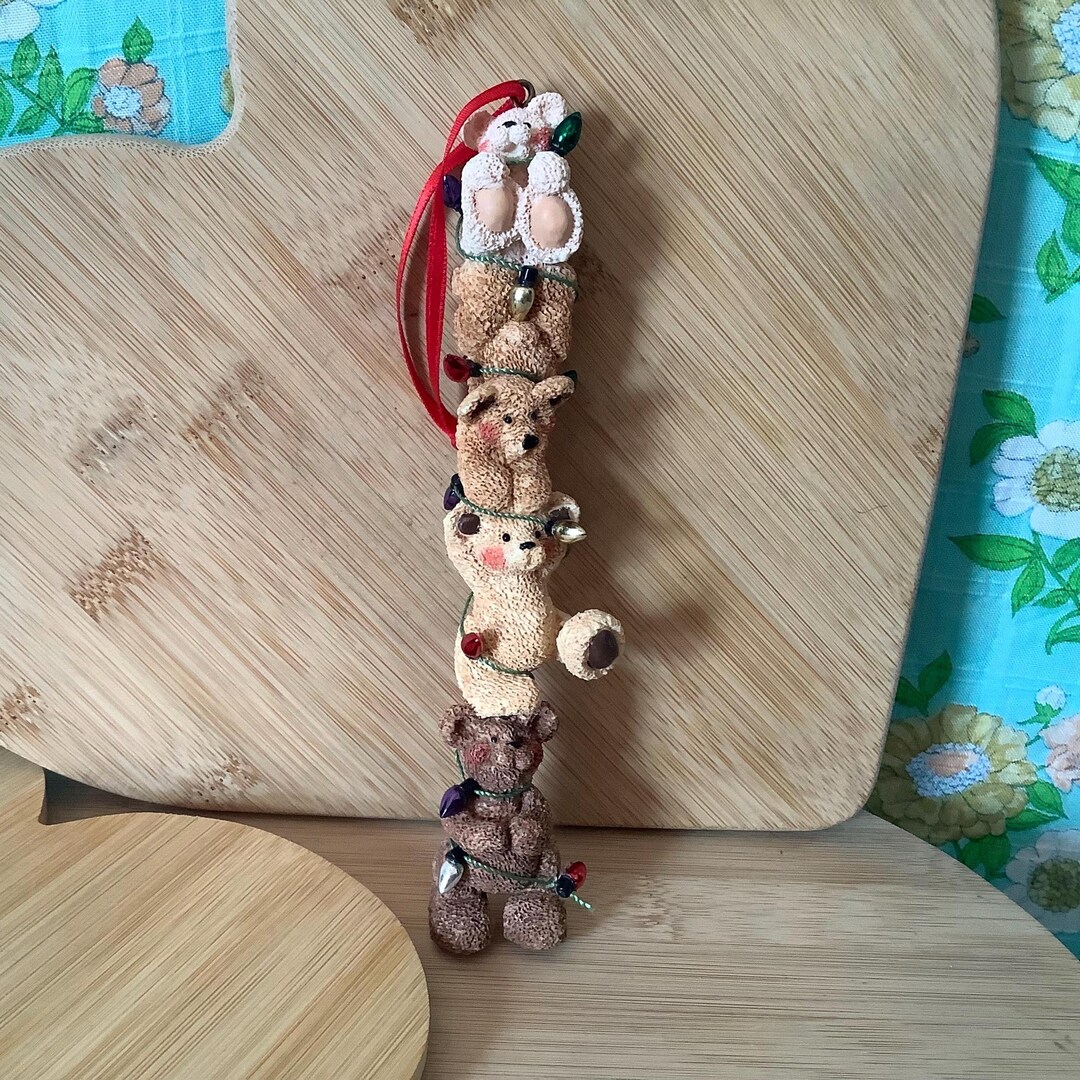 Vintage Resin Stacking Bears Christmas Ornament, Adorable Stacking ...