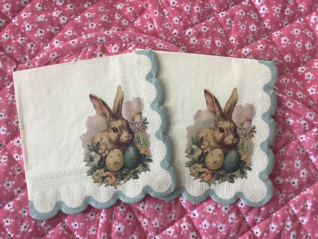 Decoupage Paper Napkins, Vintage Easter Style, Retro Bunny Napkins ...