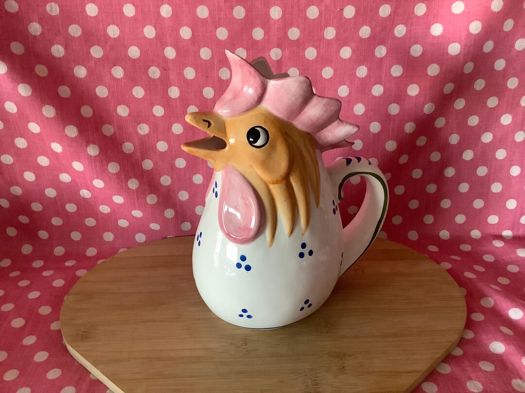 Vintage Rooster Pitcher, Hand Painted, Fine Ceramic, Italy, Farmhouse ...