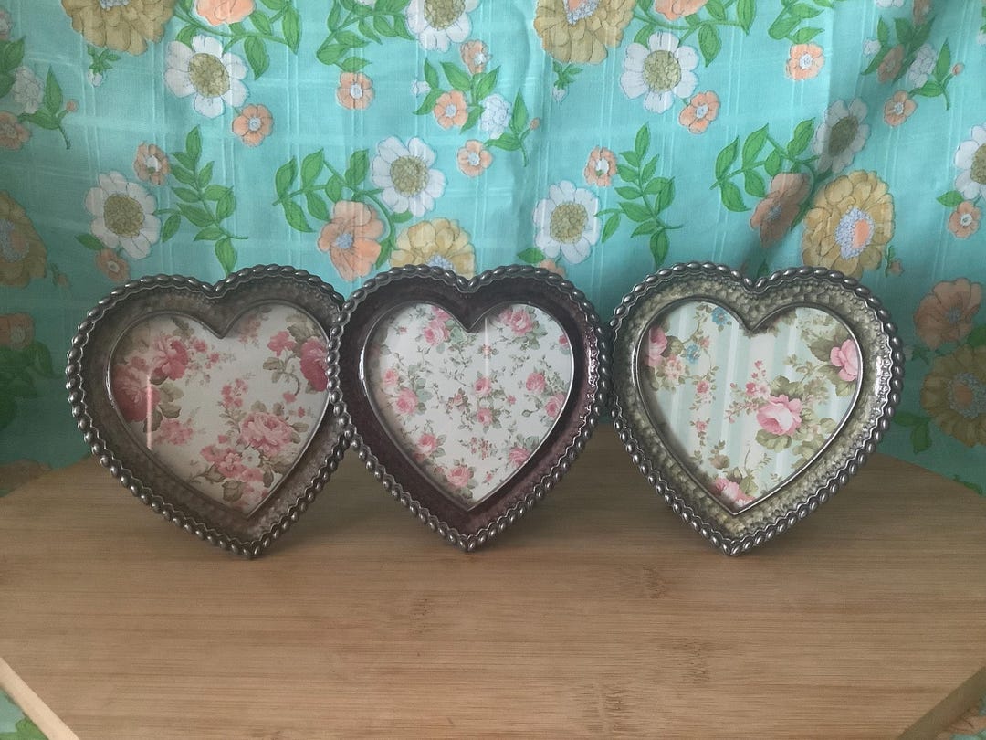 Metal Heart Frames, Trio of Heart Photo Frames, Ornate Picture Frames ...