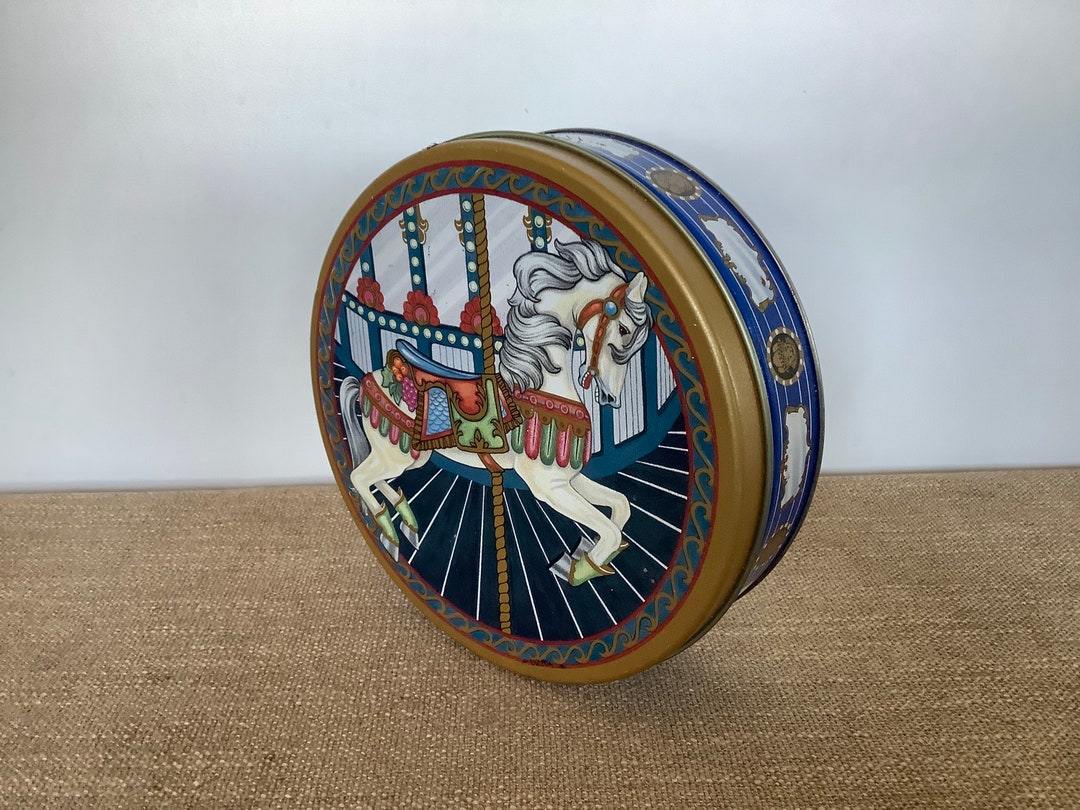 Carousel Horse Enamel Tin Vintage Biscuit Tin Cottagecore - Etsy