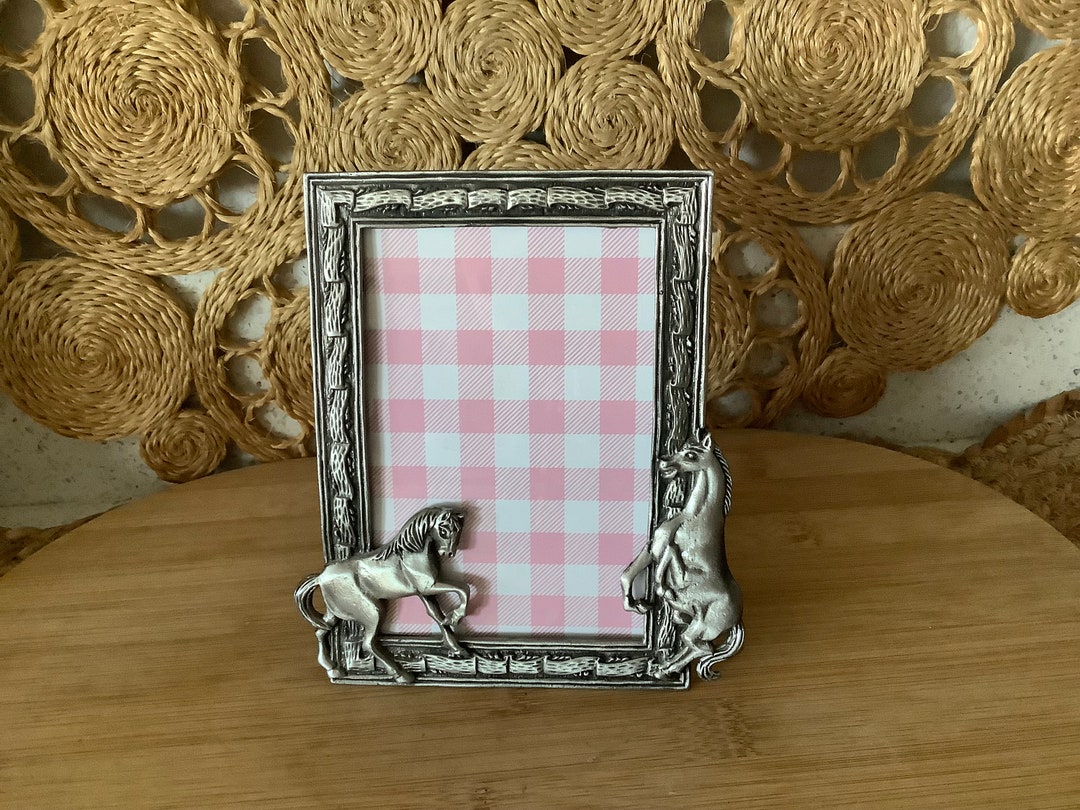 Vintage Metal Horse Photo Frame, Horses, Tarnished Silver Gray Frame - Etsy
