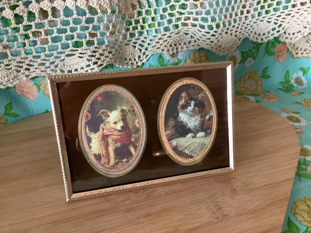 Vintage Metal Slide Back Frame, Double Oval Matted Frame, Retro ...