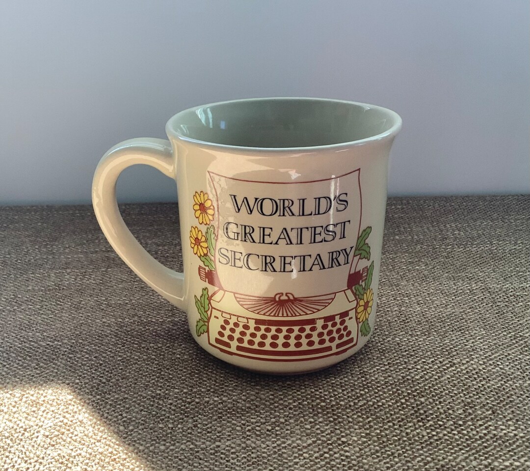 Retro Worlds Greatest Secretary Mug, Vintage Coffee Mug, Typewriter and ...