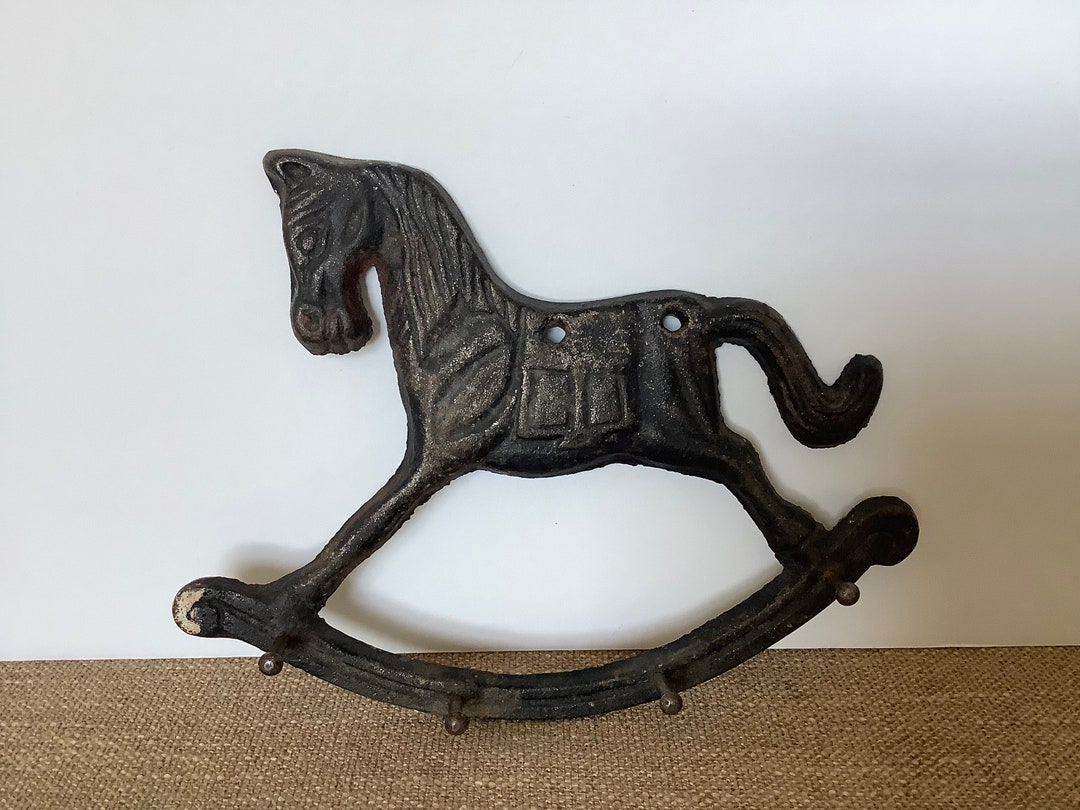Cast Iron Rocking Horse Wall Hook, Nursery Wall Hook, Vintage Cast Iron ...