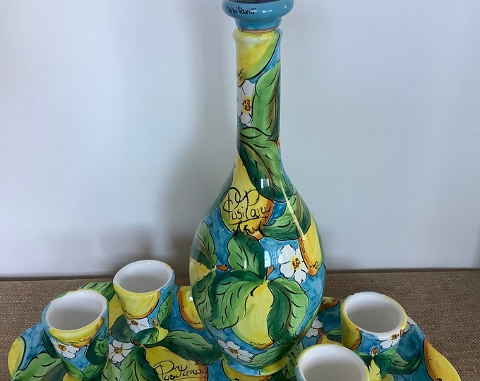 Dip A Mano Positano Lady Lemon Pottery Set, Limoncello, Italian Pottery ...