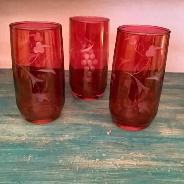 Red Drinking Glasses - Etsy