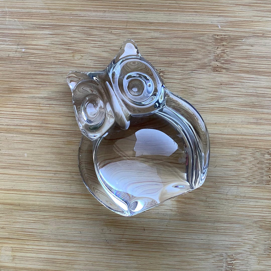 Daum France Crystal Owl, Paperweight Owl, Art Glass Owl, Signed Daum ...