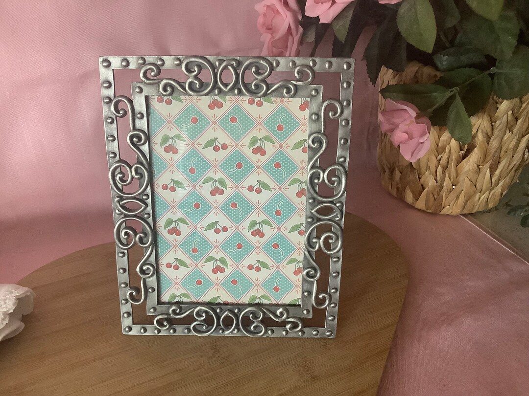Ornate Metal Photo Frame, Vintage Frame, Heavy Picture Frame, Cottage ...