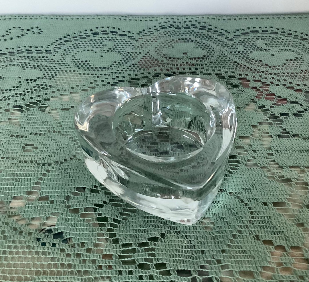 Heart Tealight Candle Holder, Heavy Glass Heart, Romantic - Etsy
