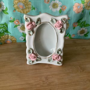 Ceramic Vintage Slip Frame, Pink Roses, Small Slip Frame, Cottagecore ...