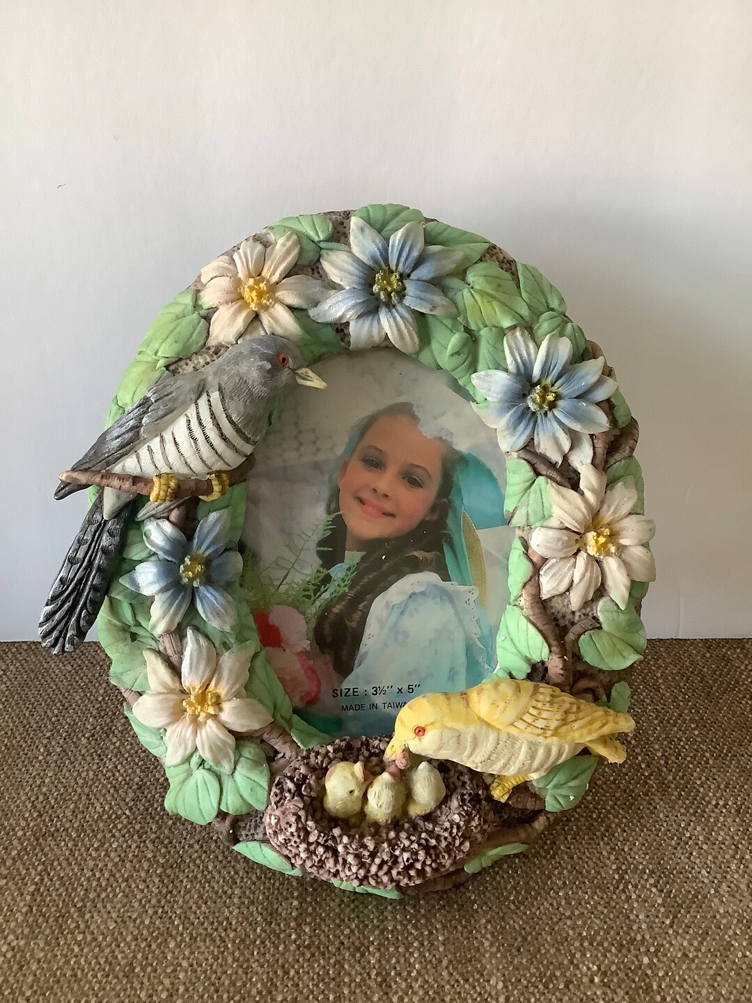 Vintage Photo Frame Oval Birds and Flowers Picture Frame - Etsy