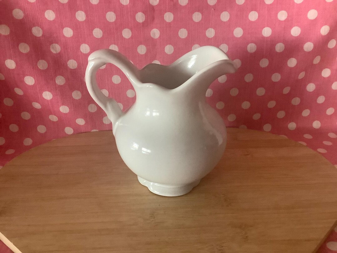 Francoma White Pitcher, Cottage Charm, Pottery, Francoma Pottery White ...