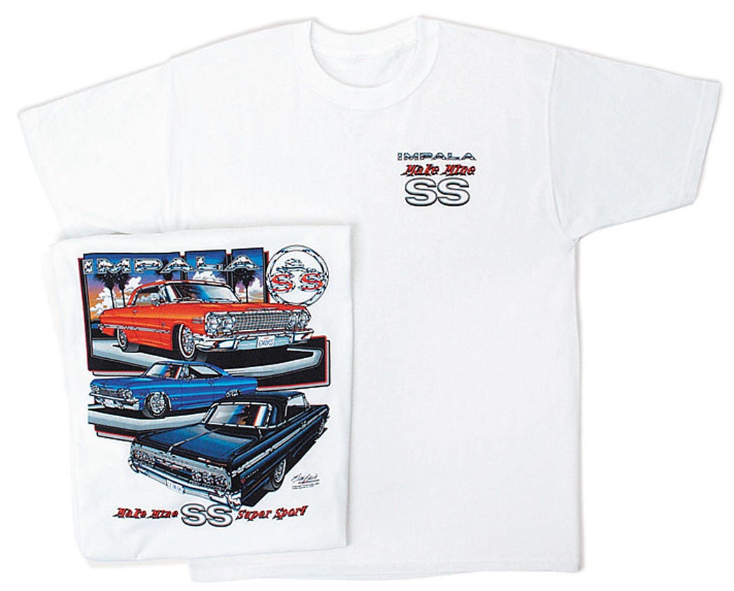 Chevrolet Impala SS White T-shirt - HS #021 Chevy Super Sport 409 1963 ...